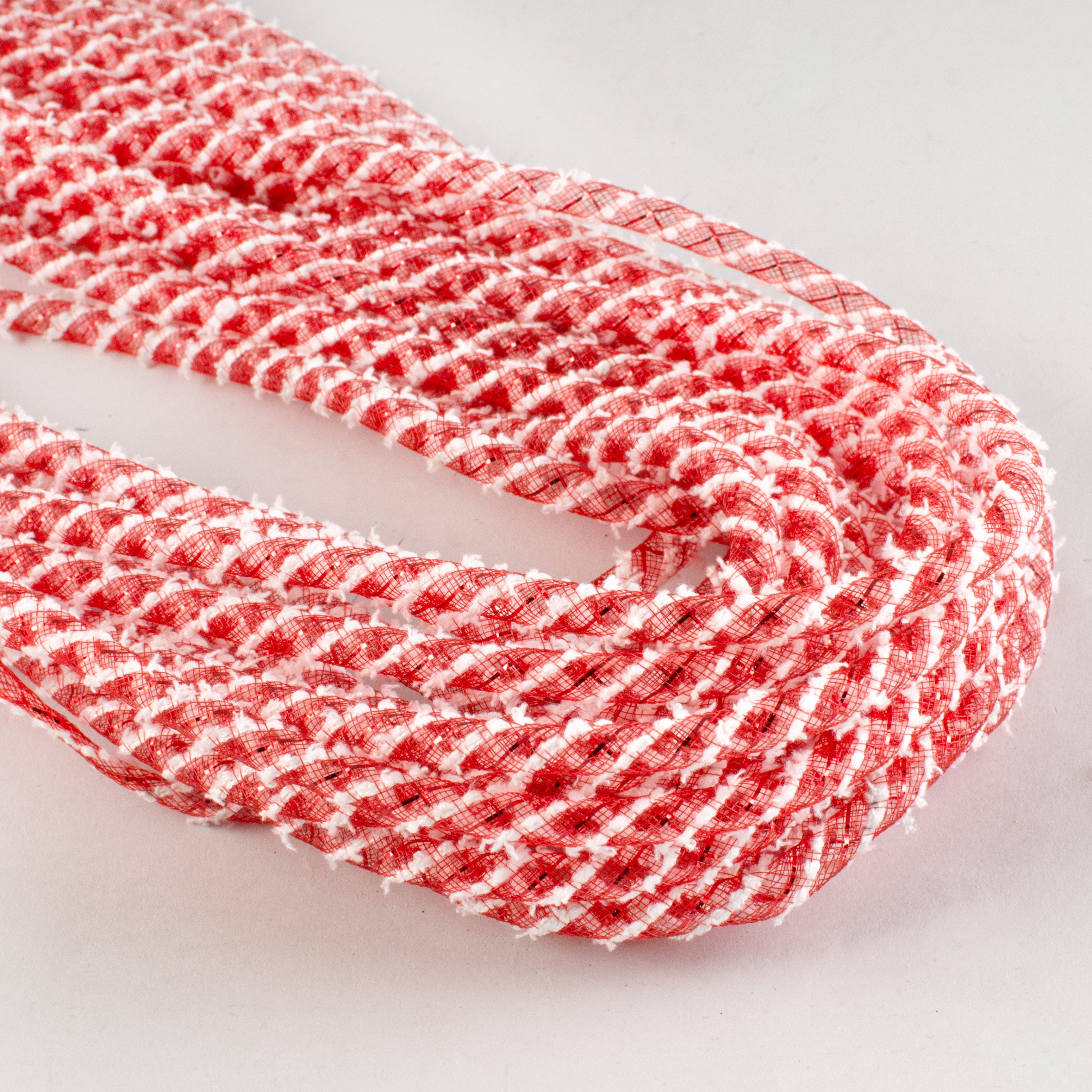 Snowdrift Deco Flex Tubing Ribbon: Red & White (20 Yards)