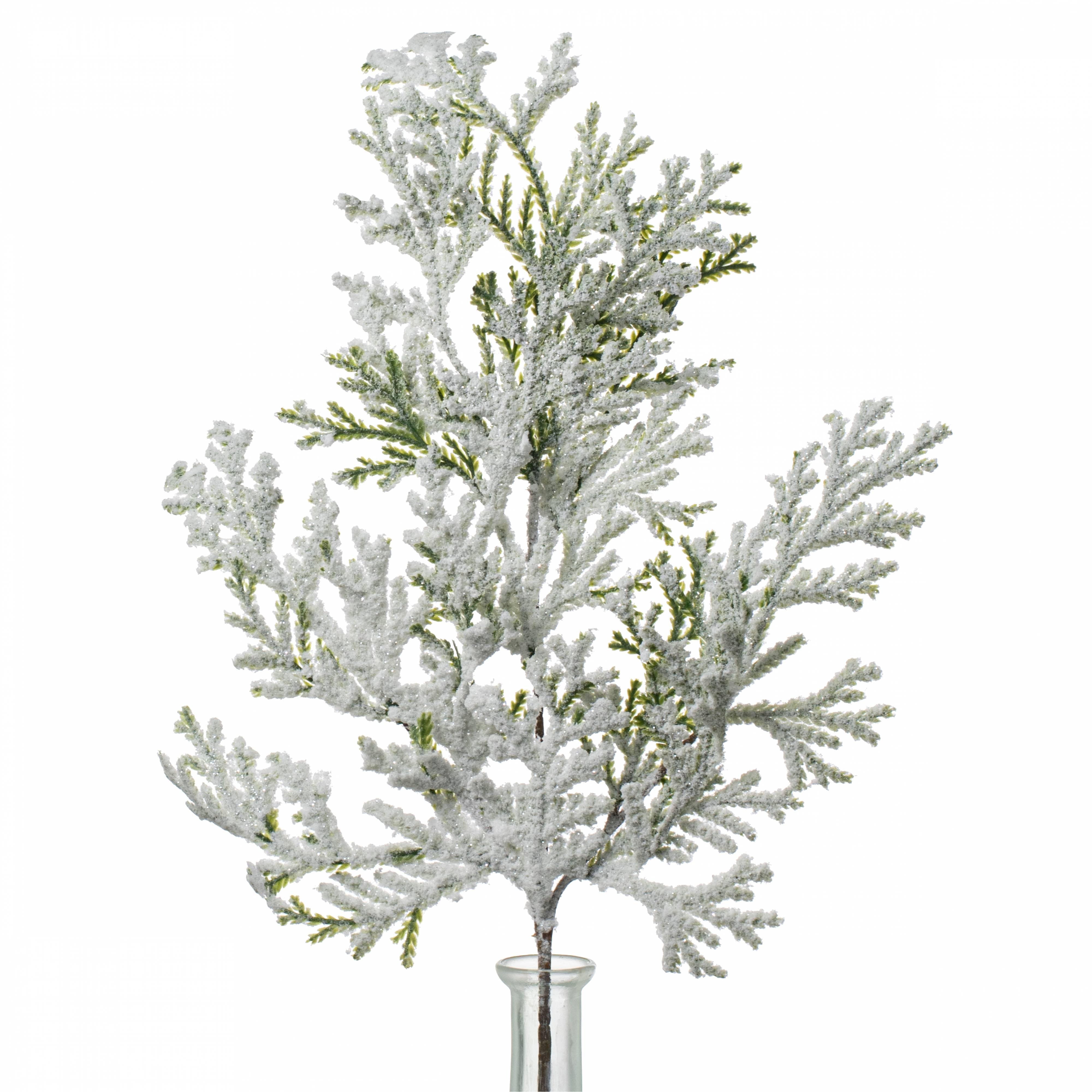 21" Snowy Flocked Cedar Spray