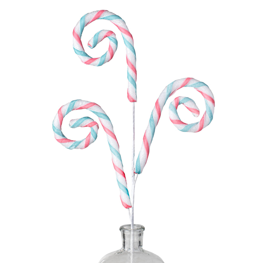 29" Spiral Candy Cane Spray: Ice Blue & Light Pink