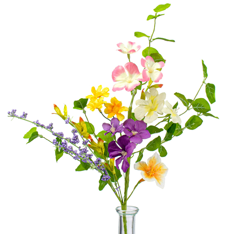 20" Spring Wild Flowers Pick: Purple & Yellow