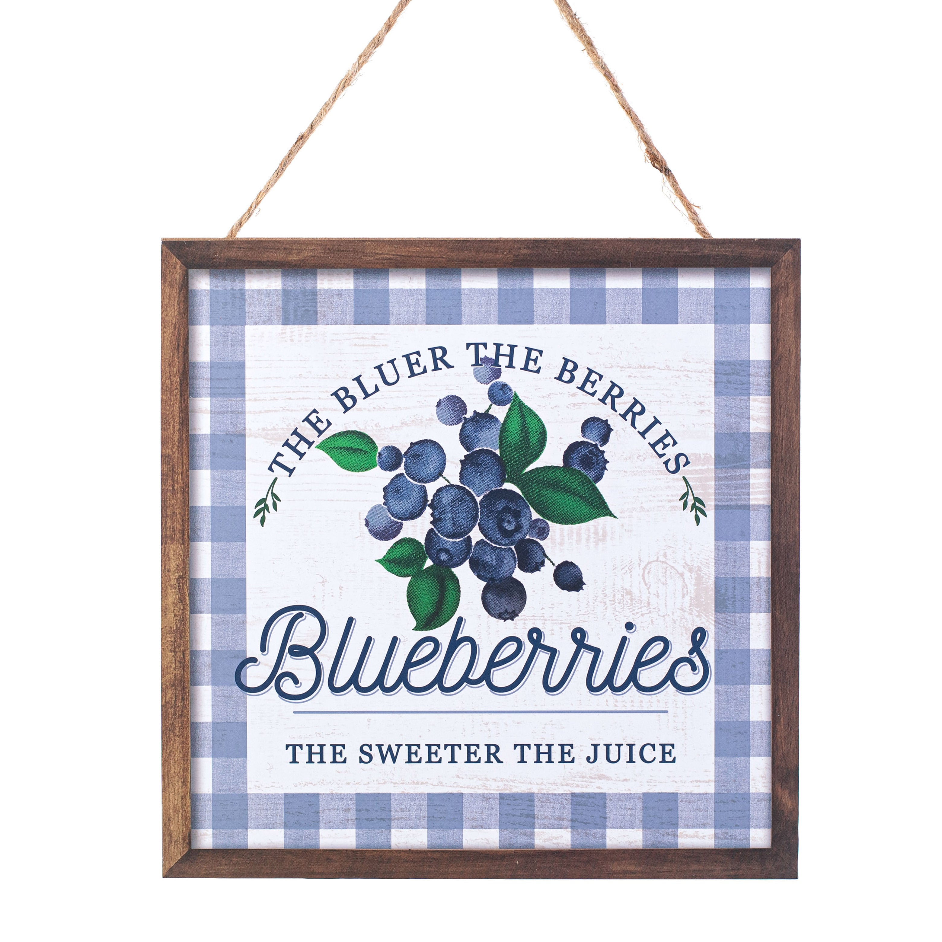 10" Square Wooden Sign: Blueberries