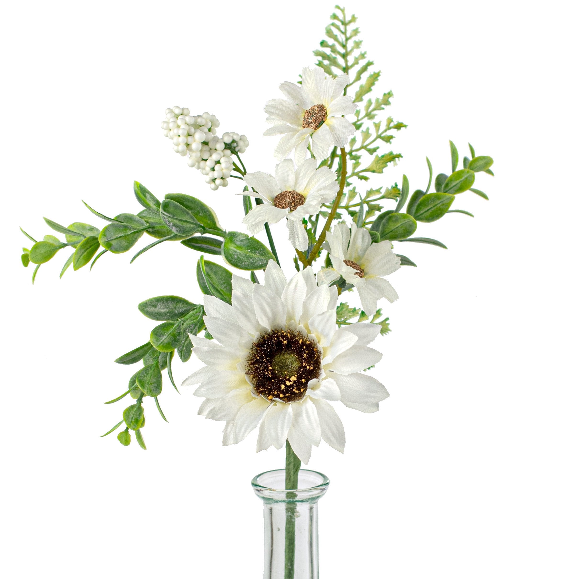 14" Sunflower Pick: Cream