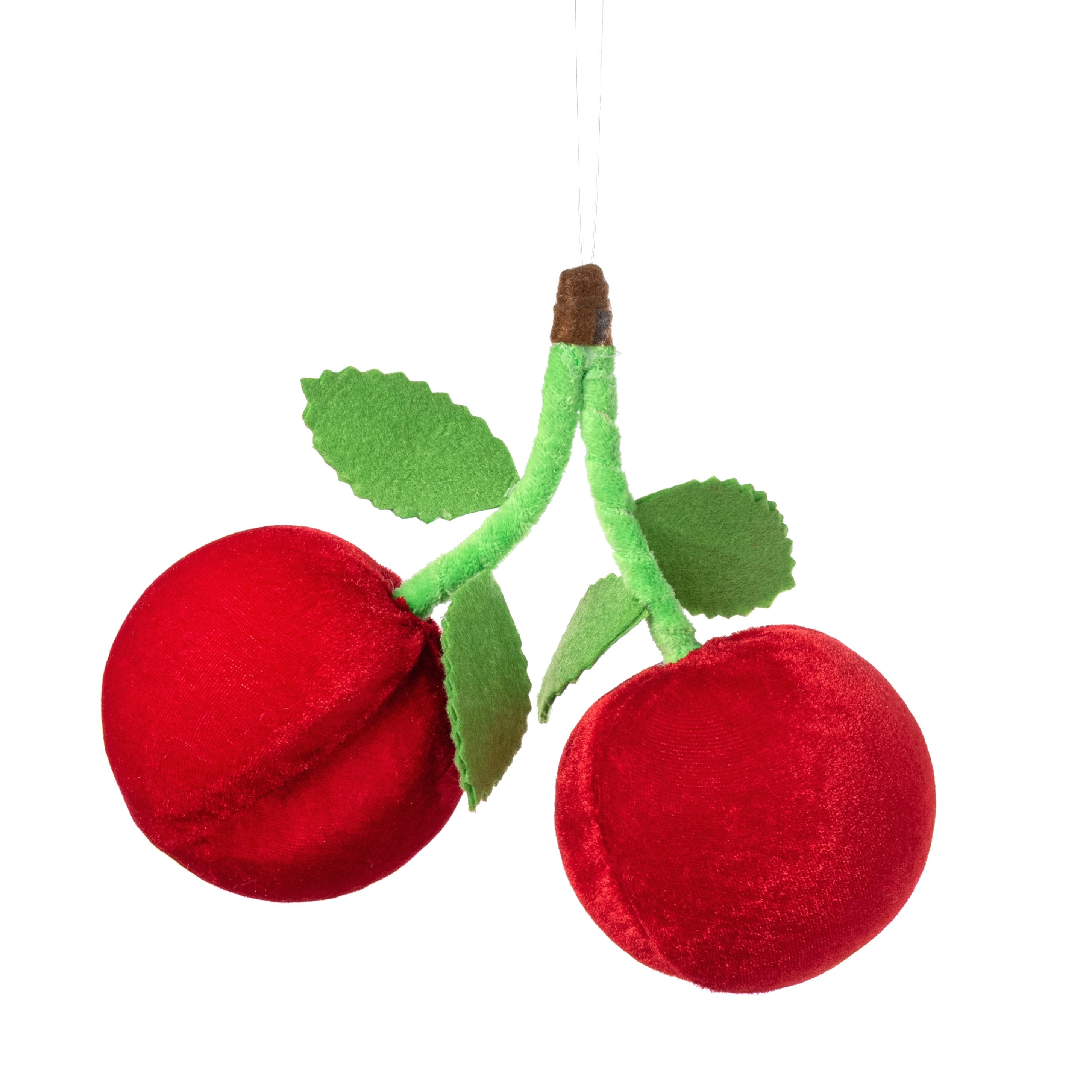 8" Velvet Cherries Decoration