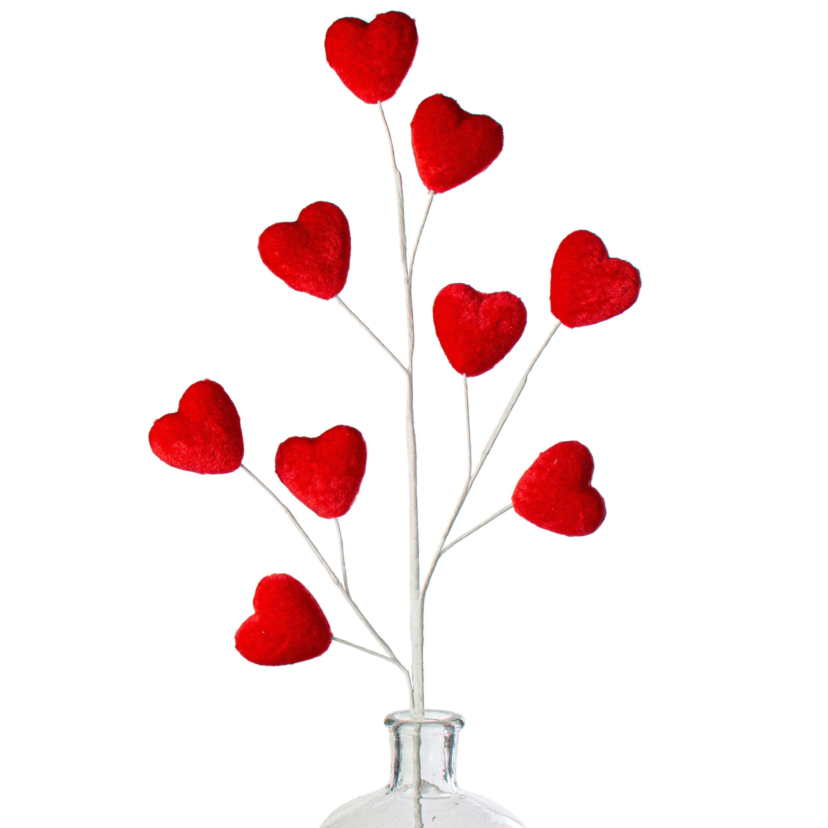 28" Velvet Valentine Heart Spray: Red