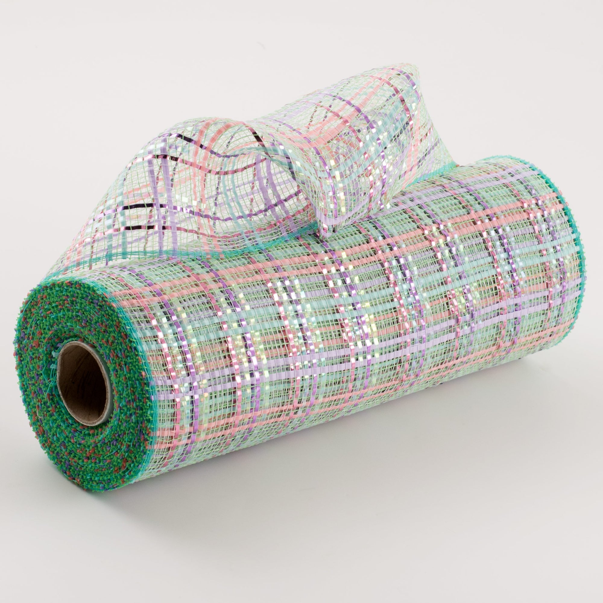 10" Vertical Foil Plaid Mesh: Lime, Pink, Blue, Lavender