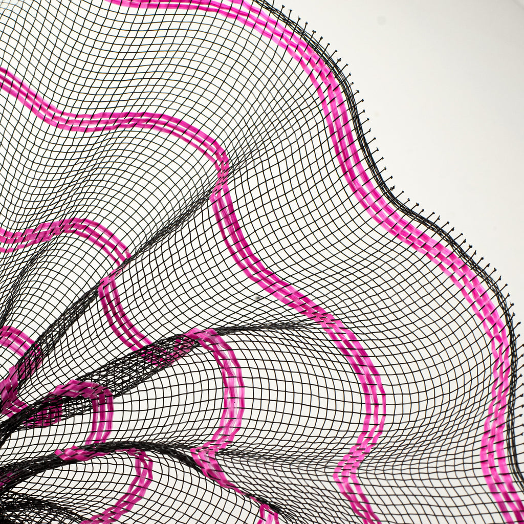 10" Vertical Wide Stripe Mesh: Black & Hot Pink