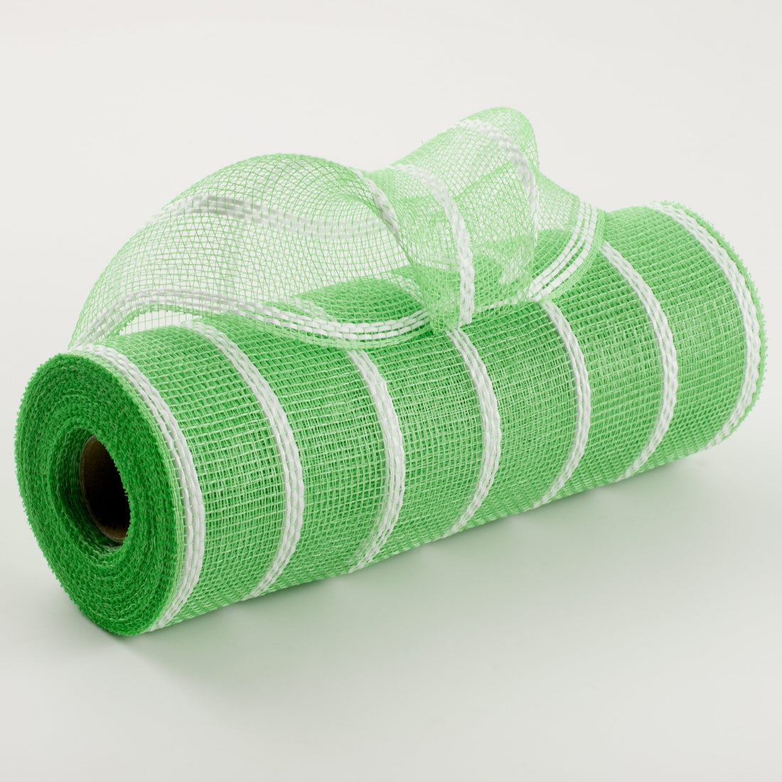 10" Vertical Wide Stripe Mesh: Lime Green & White