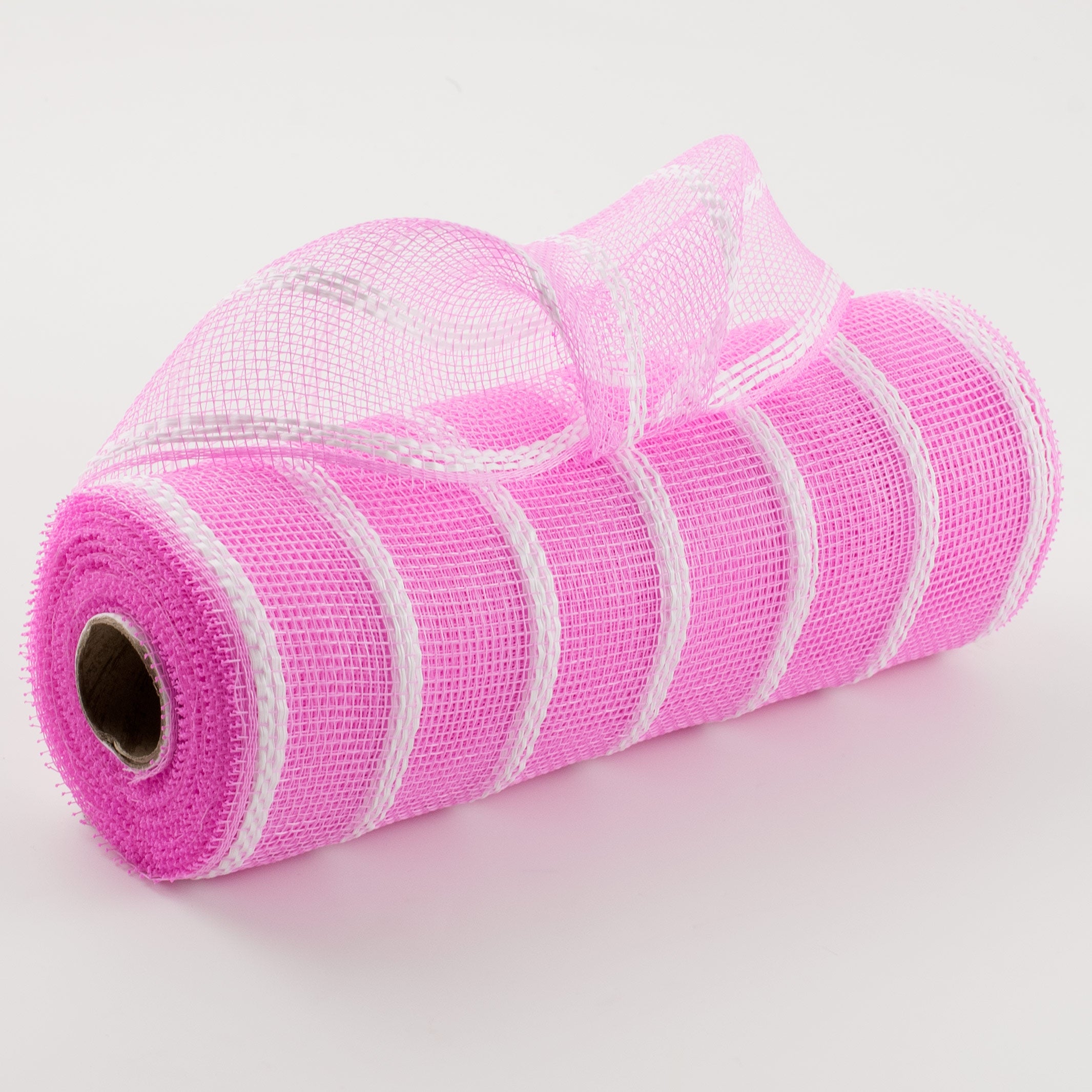 10" Vertical Wide Stripe Mesh: Pink & White