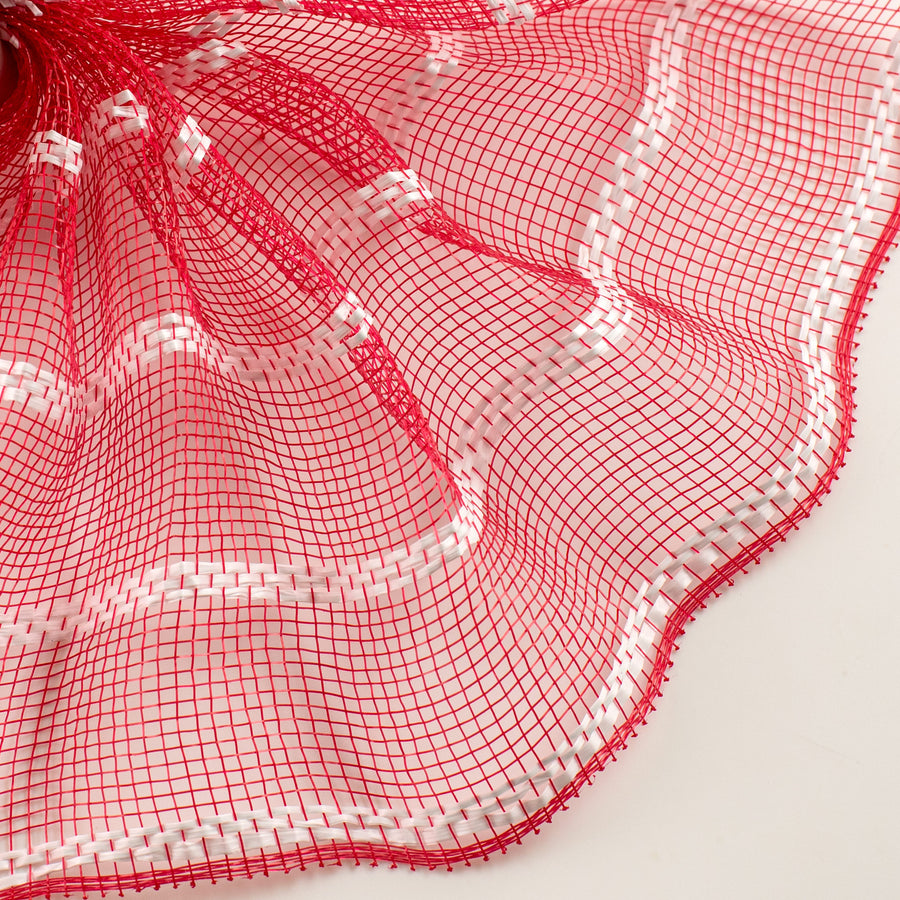 10" Vertical Wide Stripe Mesh: Red & White