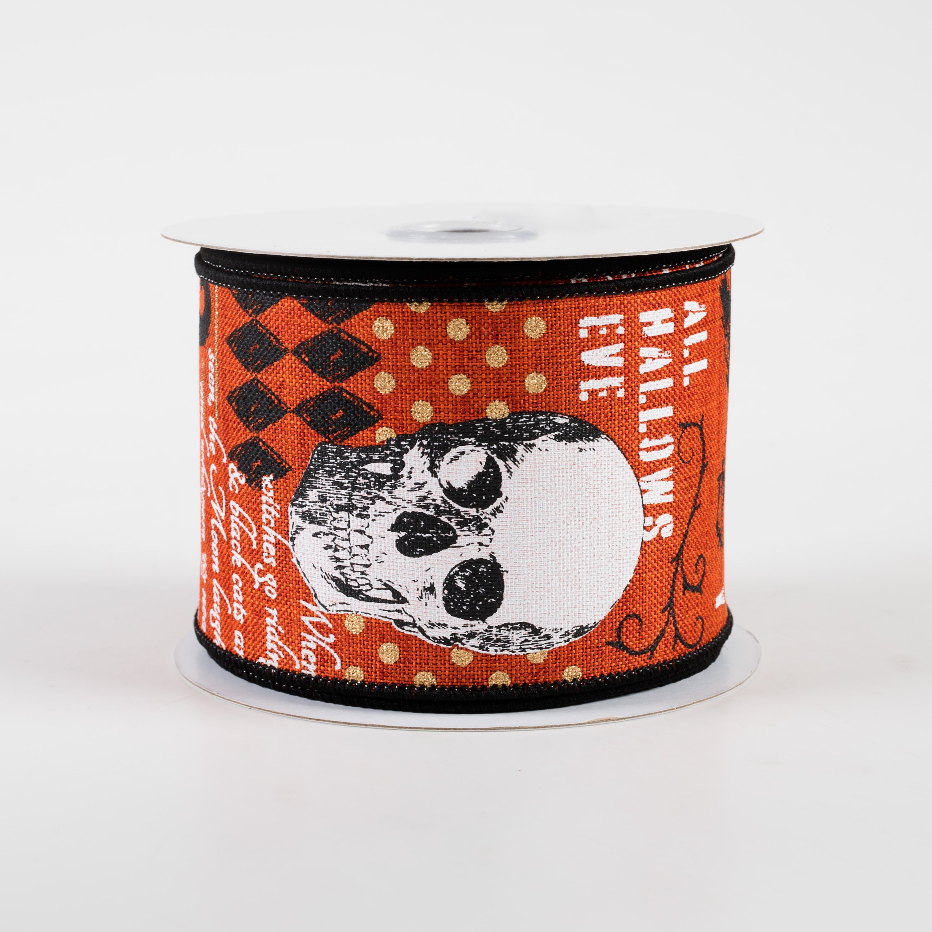 2.5" Vintage Halloween Ribbon: Rust, Black, Gold (10 Yards)