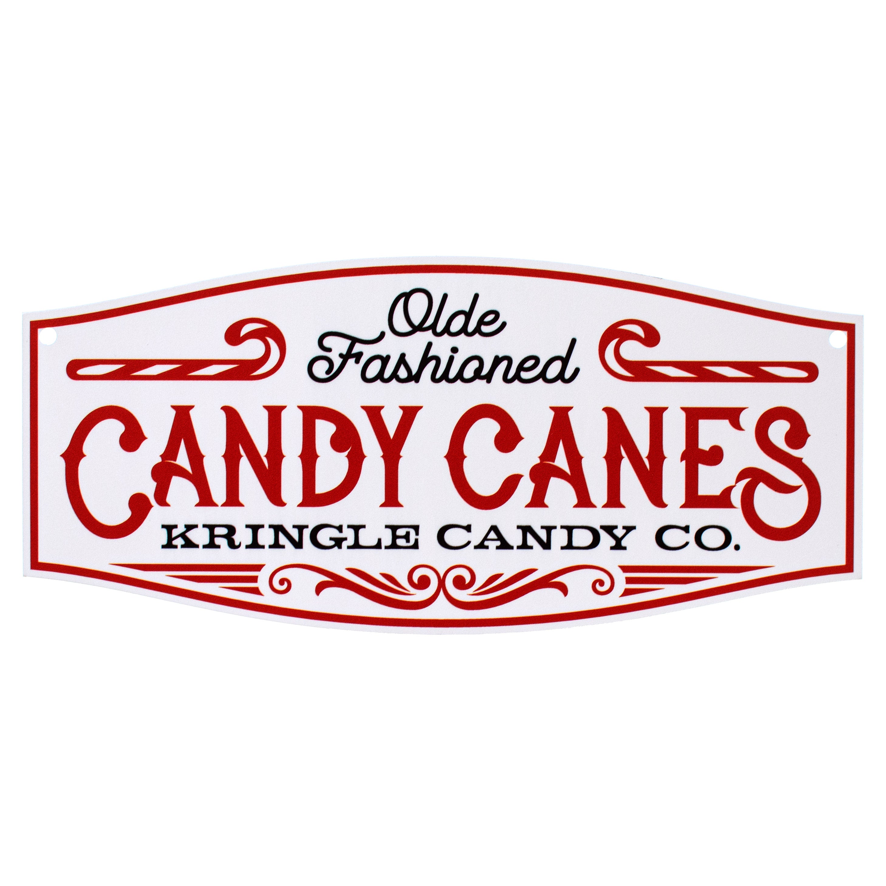 12" Waterproof Sign: Kringle Candy Canes White