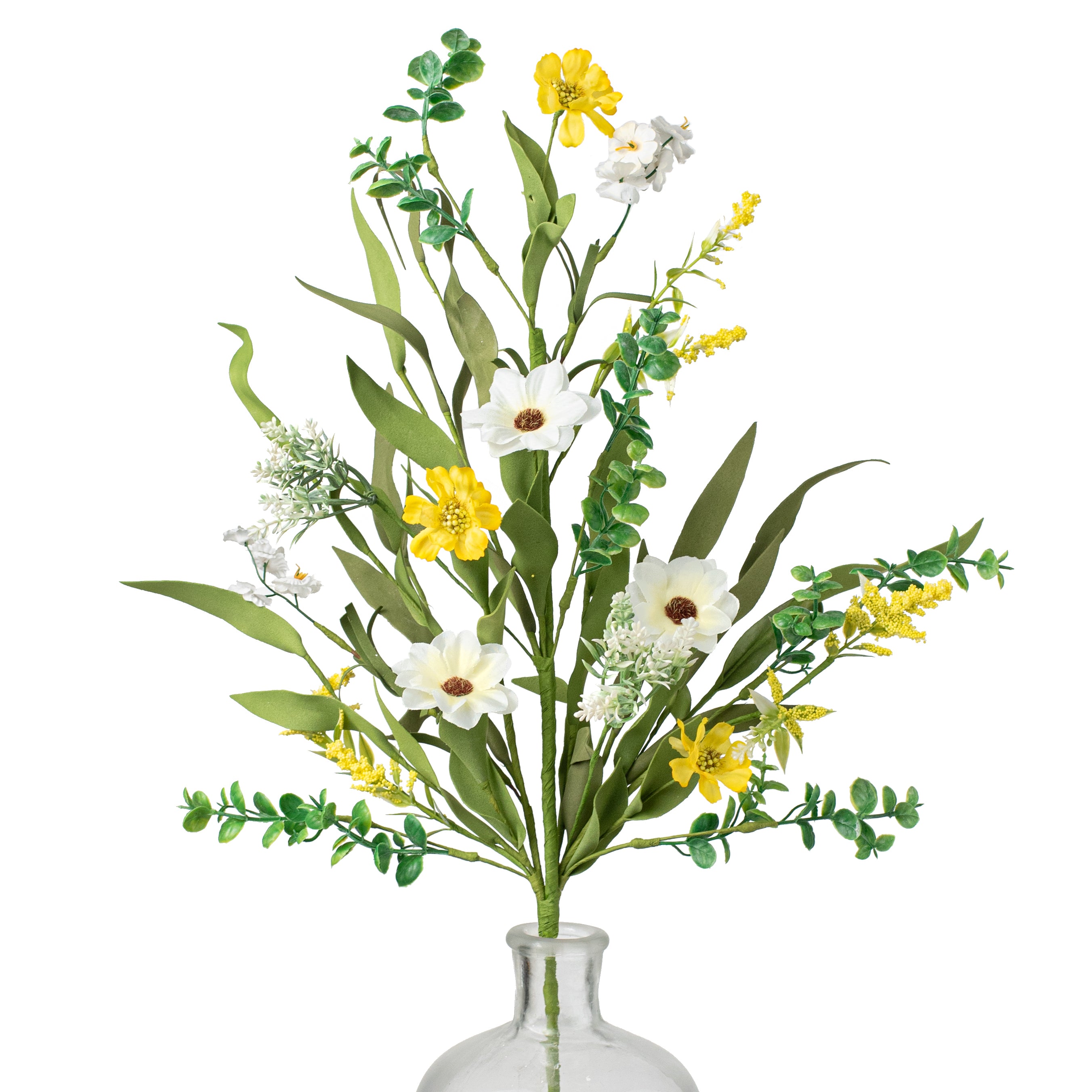 28" Wild Daisy Spray: Ivory & Yellow