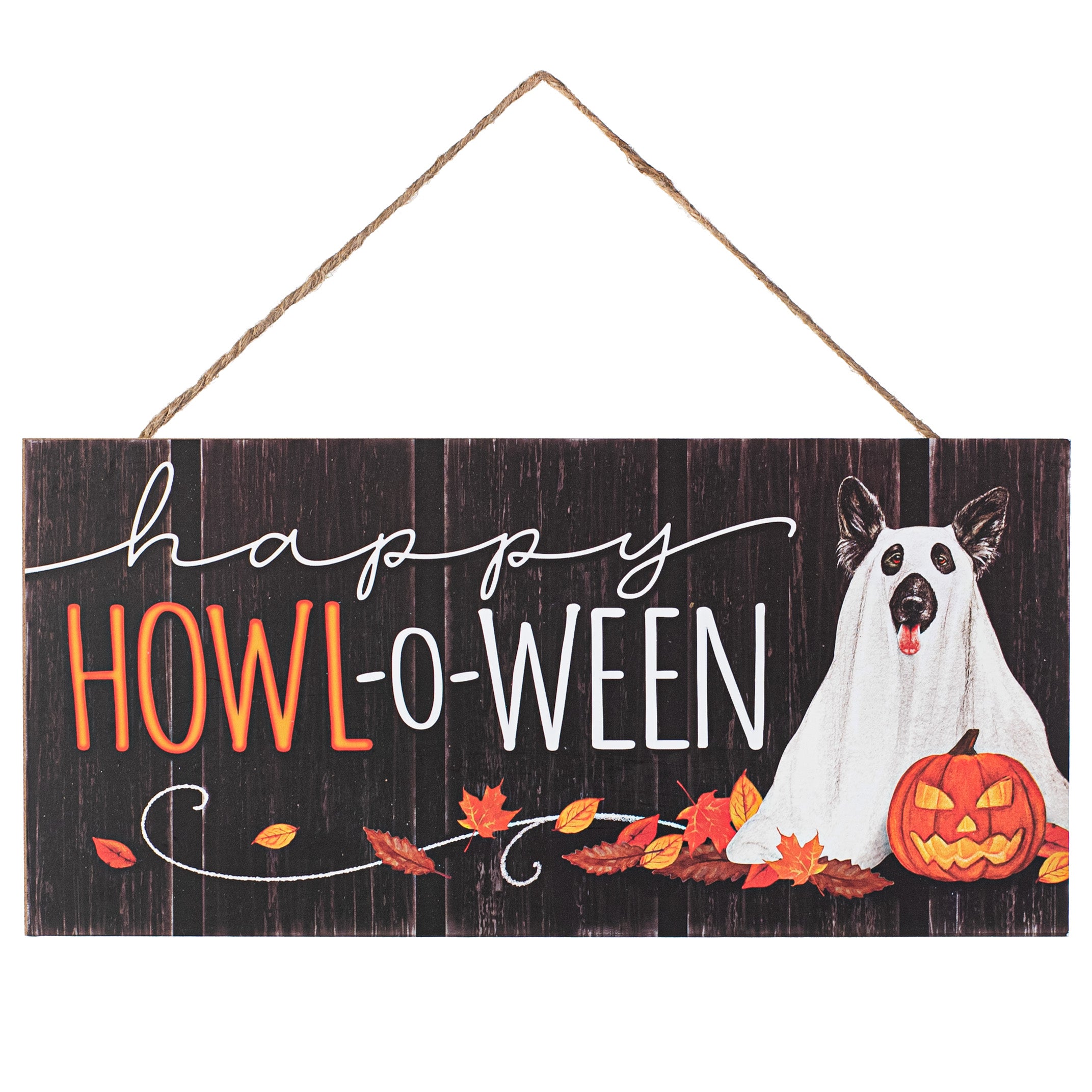 12" Wooden Sign: Happy Howl-O-Ween Dog